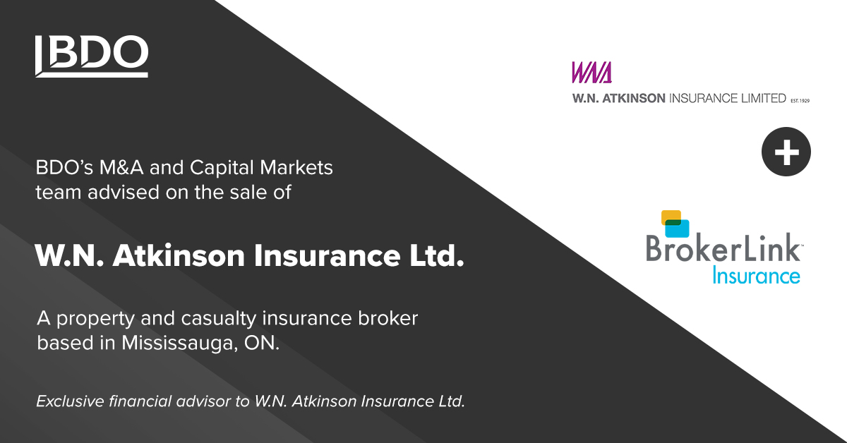 BDO Deals – W.N. Atkinson Insurance Ltd. | BDO Canada