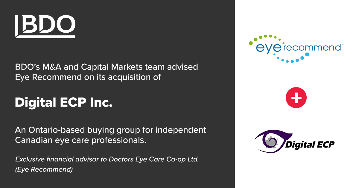 BDO Deals – Eye Recommend | BDO Canada