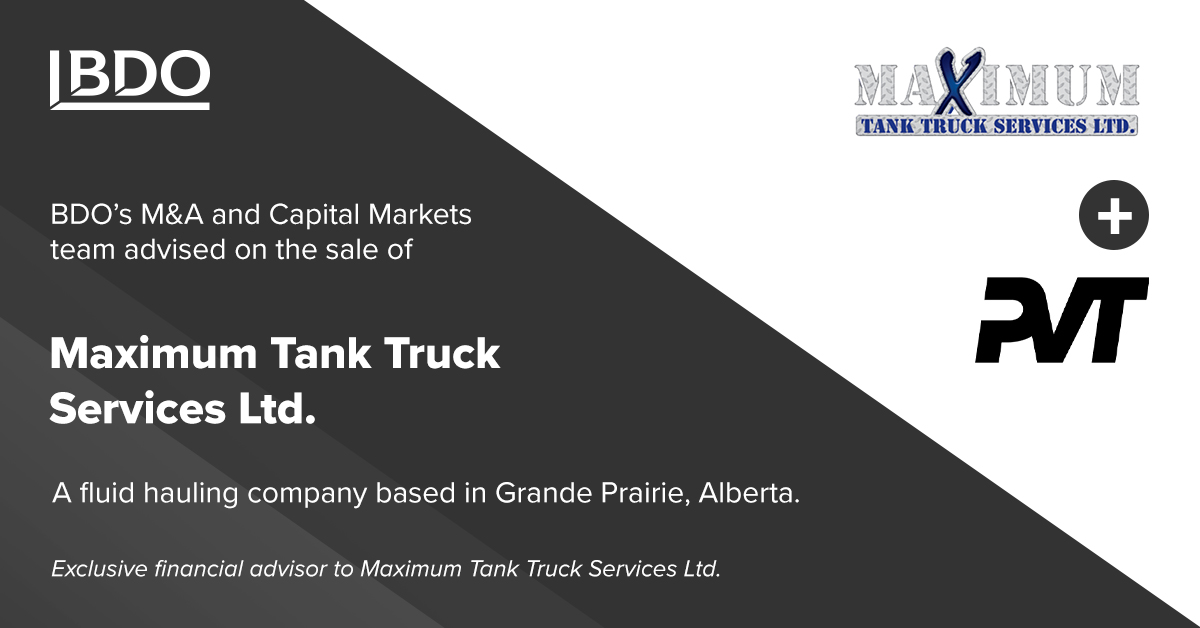 Deals - Maximum Tank Truck Services Ltd. | BDO Canada