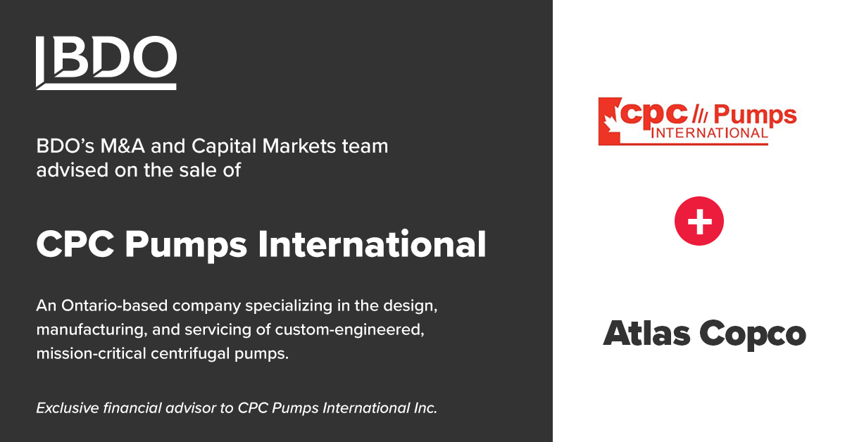 BDO Deals - CPC Pumps International Inc. | BDO Canada