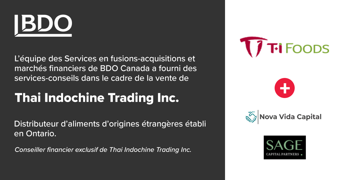 Transactions BDO - TI Foods | BDO Canada